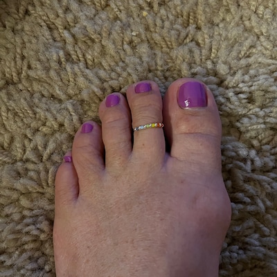 Pink Crystal Super Sparkly Flower Toe Ring, Stretch Elastic Toe Ring ...