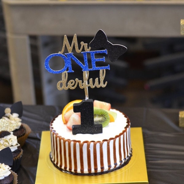 Mr Onederful Cake Topper - One Cake Topper - Boy Cake Topper - Birthday ...