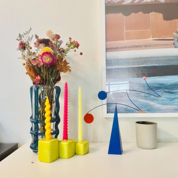 Kinetic Tabletop Mobile: Blue, Red, Orange & Yellow Steel Sculpture - Etsy