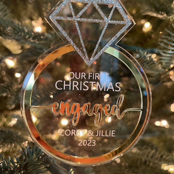 Engagement Ornament, First Christmas Engaged Ornament, Couple Wedding ...