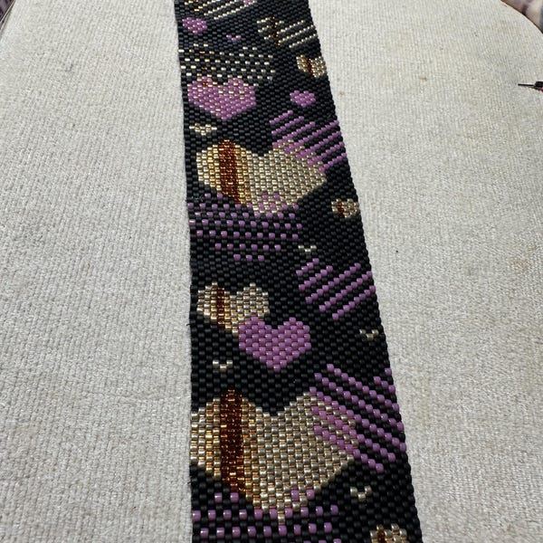 Orchid Heart Peyote Pattern- Even Count | Peyoted Pattern | Peyote ...