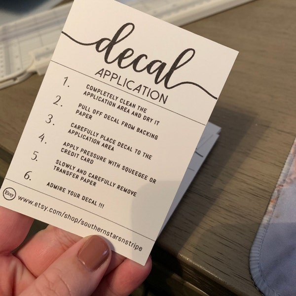 Decal Instructions Template, Printable Decal Application Care Card ...