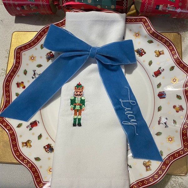 Velvet Ribbon Embroidered Place Setting | Personalised Ribbon for ...