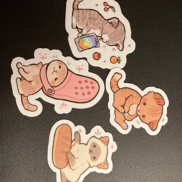 Feline Friends Sticker Set of 4 / Cat Meme Stickers / Kitten Stickers ...