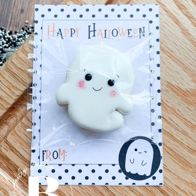 Printable Happy Halloween Cookie Card Winking Ghost 3.5 X 5 Mini Cookie ...