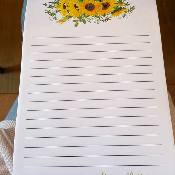 Personalized Notepad, SUNFLOWER, Floral Notepad, Personalized ...