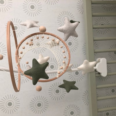 Moon and Star Crib Mobile, Macrame Baby Mobile, Nuetral Baby Mobile ...