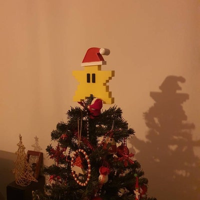 Retro Super Mario Star Tree Topper With Hat. This 8bit Christmas ...