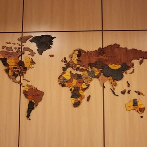 Mapa de madera Mapa del mundo de madera con fondo Gran pared | Etsy España