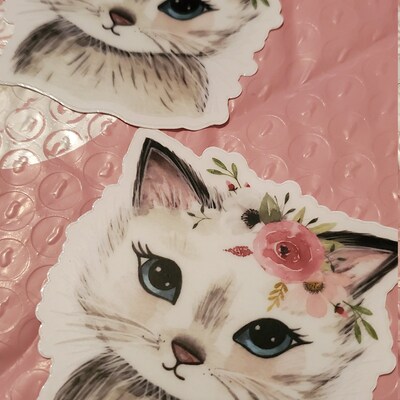 Cat Sticker Flower Cat Vinyl Sticker Year of the Cat - Etsy