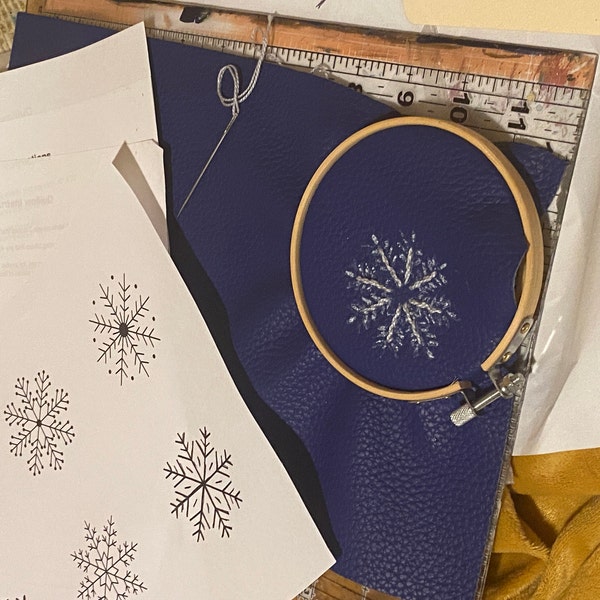 Snowflake Hand Embroidery Design, Set of 6 Ornaments, Snowflake Hand ...