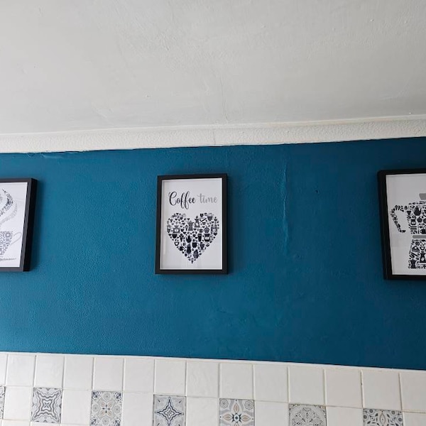 Blue Wall Art Prints, Set of 3 Posters, Botanical Lounge Decor, Plant ...