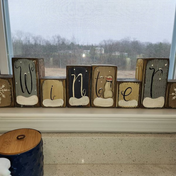 Seasonal Primitive Word Blocks/reversible Blocks/4 Sides/holiday Blocks ...