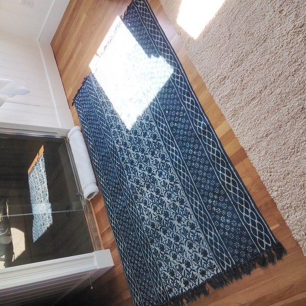 Southwestern Navajo Wool Jute Area Rug Vintage Kilim Pattern Handmade ...