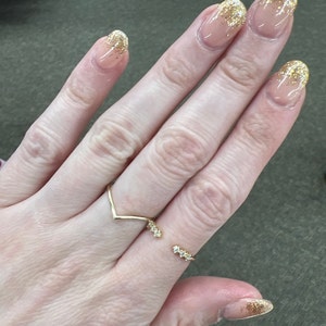 14K Solid Gold Open Diamond Wedding Ring Wedding Band Guard - Etsy