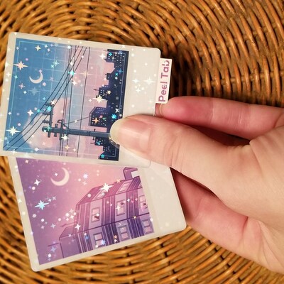 Holographic Aesthetic Sticker: Lofi Sky Polaroid Stickers for Planners ...
