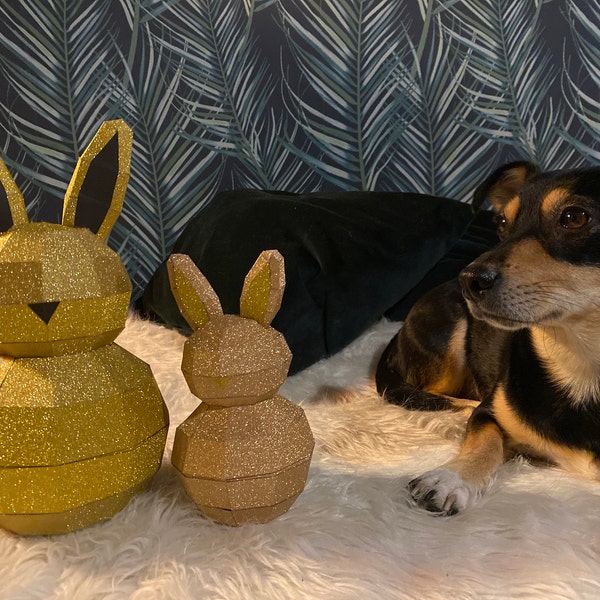 Rabbit Gift Box, Bunny, Low Poly Banny, Bunny Gift Box, Papercraft 3D ...