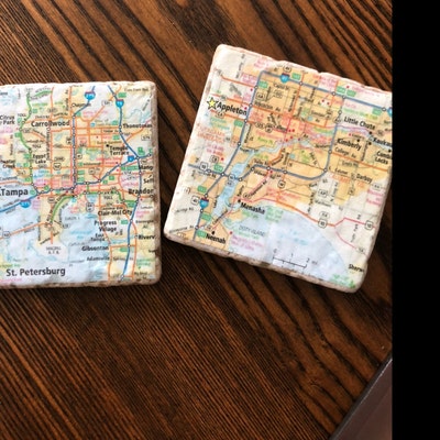 Custom Map Coasters Custom Coasters Personalized Coasters City Map ...