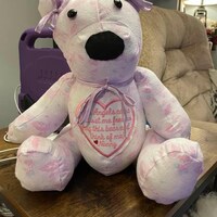 MEMORY BEAR 4x4 PATCH, Memory Shirt Pillow, Sew-iron On, Heart Shaped ...
