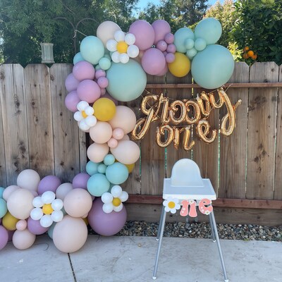 Groovy One Script Letter Balloonsgroovy Birthdaygroovy One Bannergroovy ...