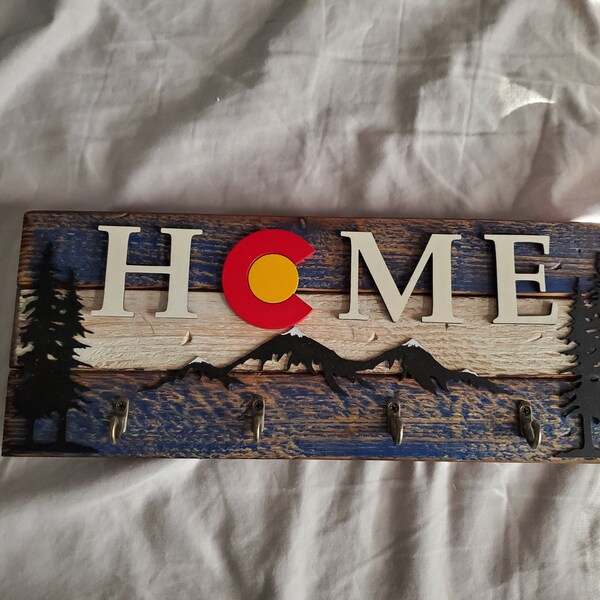 Colorado Key Holder- Rustic Home Style - Colorado Gift - Colorado Wood ...