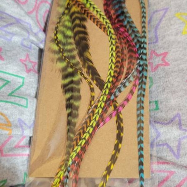 Feather Hair Extensions DIY Kit -10 Feathers + Beads + Tool/natural Mix ...