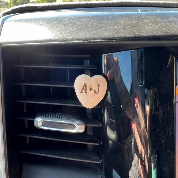 Two Letters Wooden Heart Air Vent Clip Accessory With Couples Initials ...