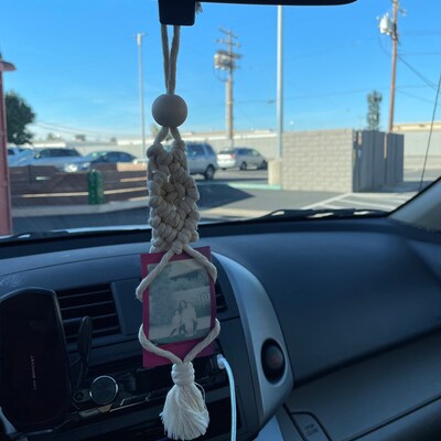 Macrame Photo Hanger Photo Car Charm Boho Picture Holder Large Rear ...