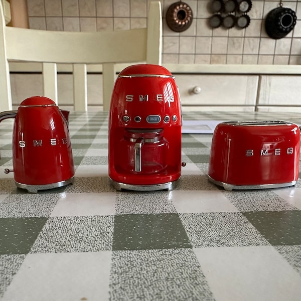 8 Colours - 1/6 Dollhouse Miniature Replica SMEG Retro-style Kitchen ...