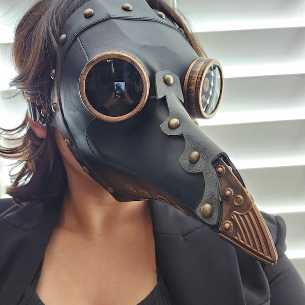 Steampunk Plague Doctor Mask | Black With Copper Accents | Medieval ...