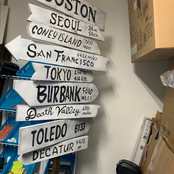 Set of 9 Arrow Location Signs Directional MASH Signpost Hand Painted ...