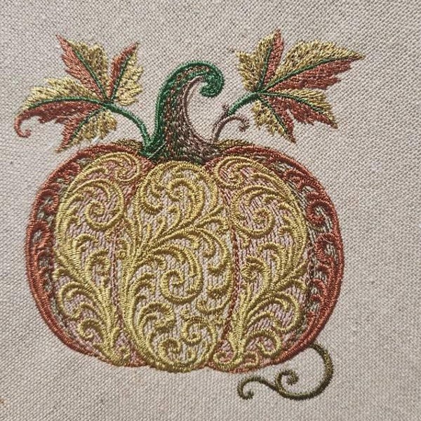 Pumpkin Embroidery for Fall – Autumn Leaves Decorative Pumpkin, Machine ...