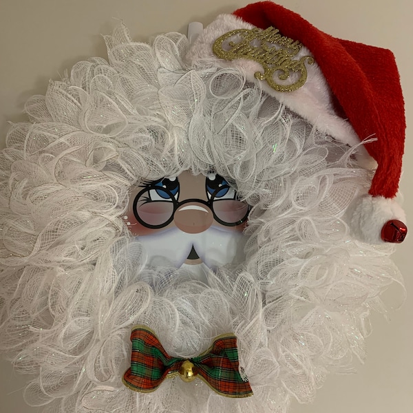 Santa Face Wreath Sign, Wreath Attachment, Metal Wreath Sign, Santa ...