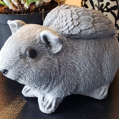 Guinea Pig Angel Statue, Concrete Pig Memorial, Remembrance Figure ...