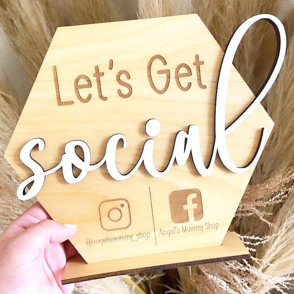 Let's Get Social Sign: Business Branding Display - Etsy