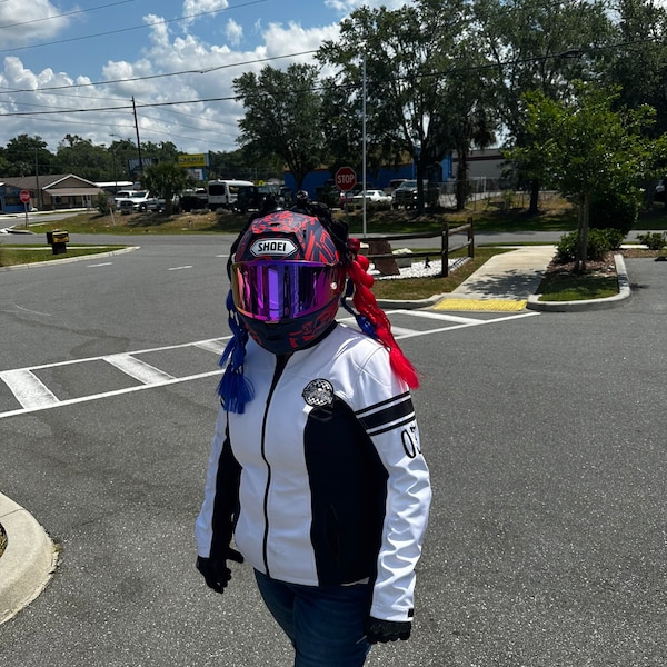 Biker Braids, Red Black, Rave Braid, Helmet Ponytail, Helmet Flair ...