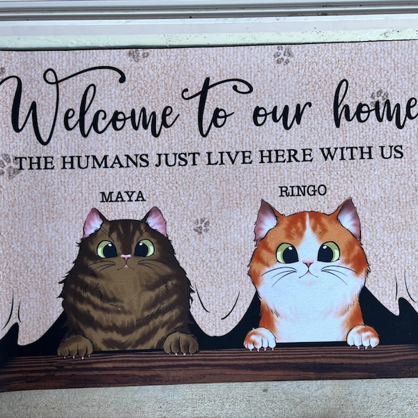 Personalized Dog Cat Doormat, Custom Pet Welcome Mat, Funny Dog Mat ...