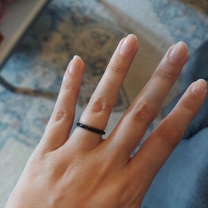Thin Black Stacking Ring 2mm Thin Ring Minimalist Ring Tungsten Black ...
