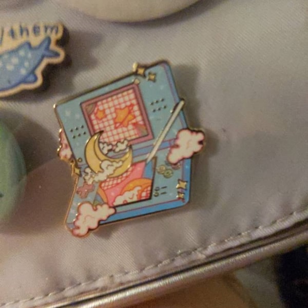 DS Moon Lite Enamel Pin - Cute Pastel Blue Lapel Pin, Dslite Pin, Moon ...