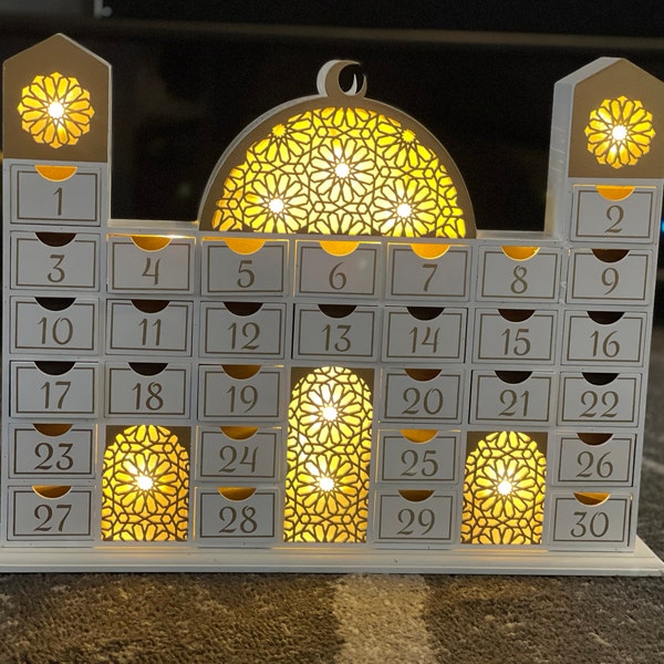 Ramadan Wooden Countdown Calendar Mosque - Ramadan Advent Calendar With ...