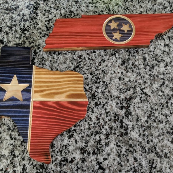 Carved Wooden Texas Shaped Flag - Etsy