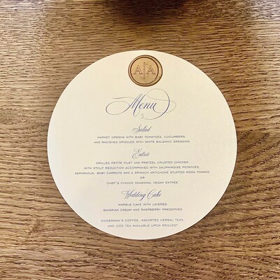 SAMPLE Round Menu 8 Inch Round Wedding Menu - Etsy