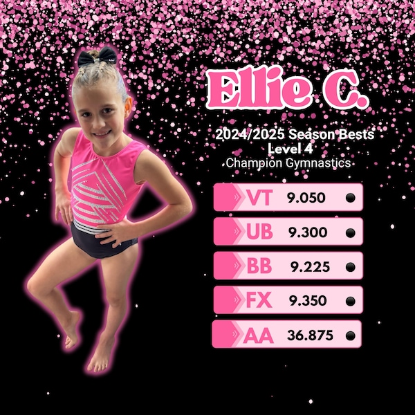 Gymnastics Meet Tracker Printable | Personalized Gymnast Scorebook ...