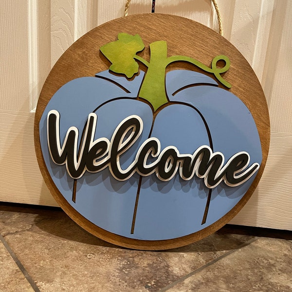 Welcome Pumpkin Round Sign, Digital Download, SVG Laser Cut File ...