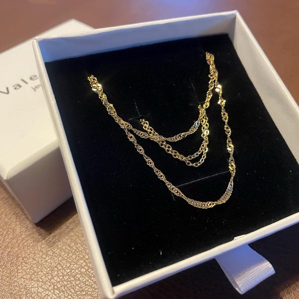 18K Gold Chain Necklace, Vine Chain, Twist Chain, Gift for Her, Figaro ...