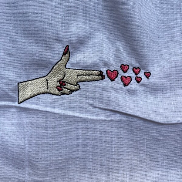 Finger Guns Embroidery Design, Hand With Heart Embroidery Design, Hand ...