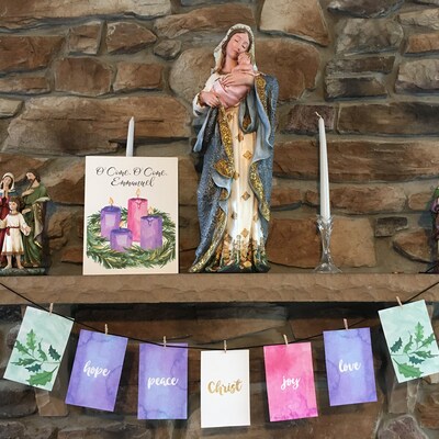 Printable Advent Wreath Banner Advent Decor Catholic Advent Wall Art ...