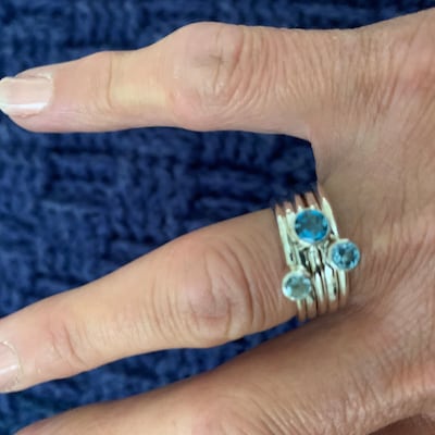 Ocean Blue Stacking Rings Set of Five Gemstone Stacking Rings - Etsy