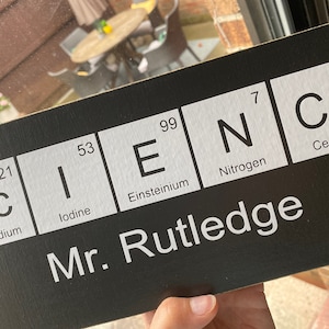 Science Teacher Gift Teacher Desk Name Plate Periodic Table Science ...