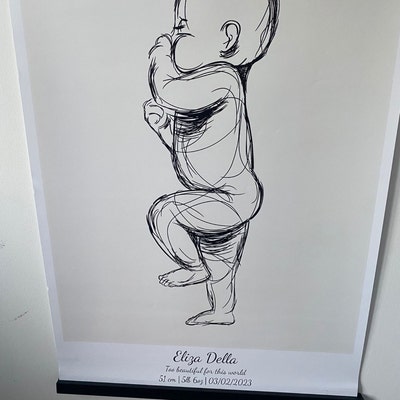 PRINTABLE CUSTOM BIRTH Poster Newborn Illustration in Scale 1:1 Birth ...